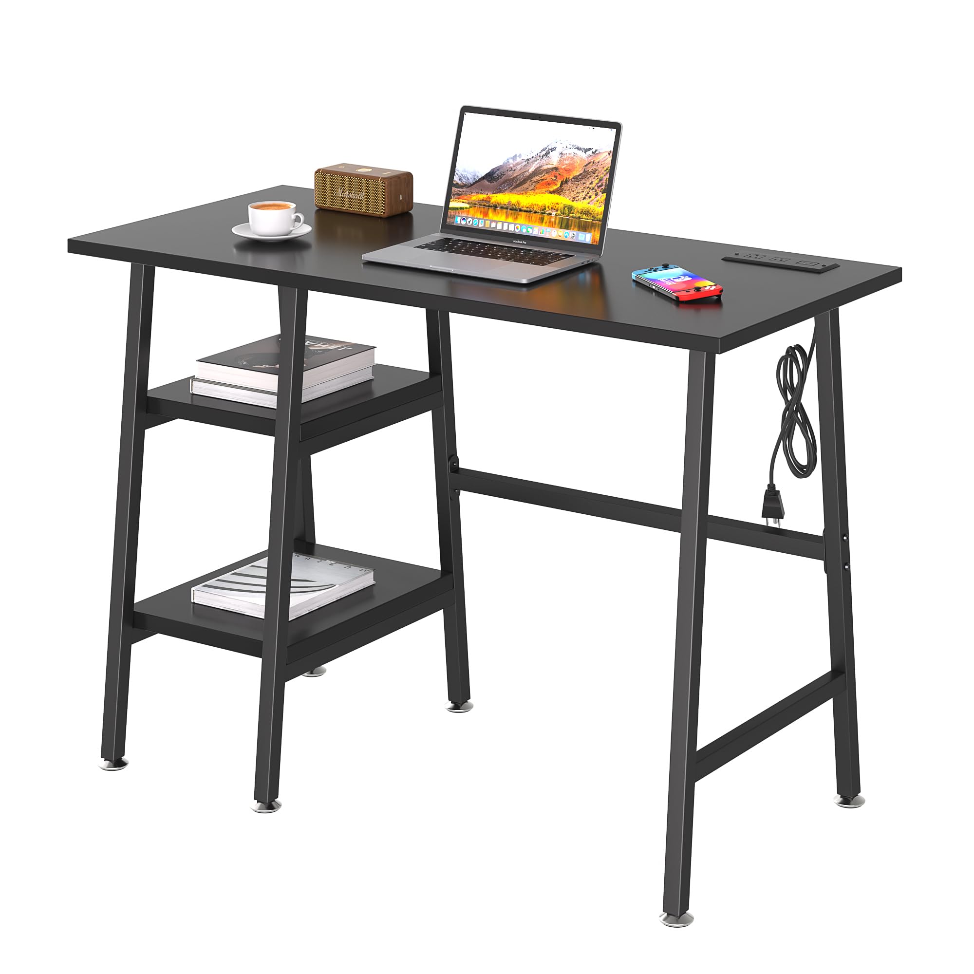 Amazon.com: VECELO Computer Desk with USB Charging Port and Power ...