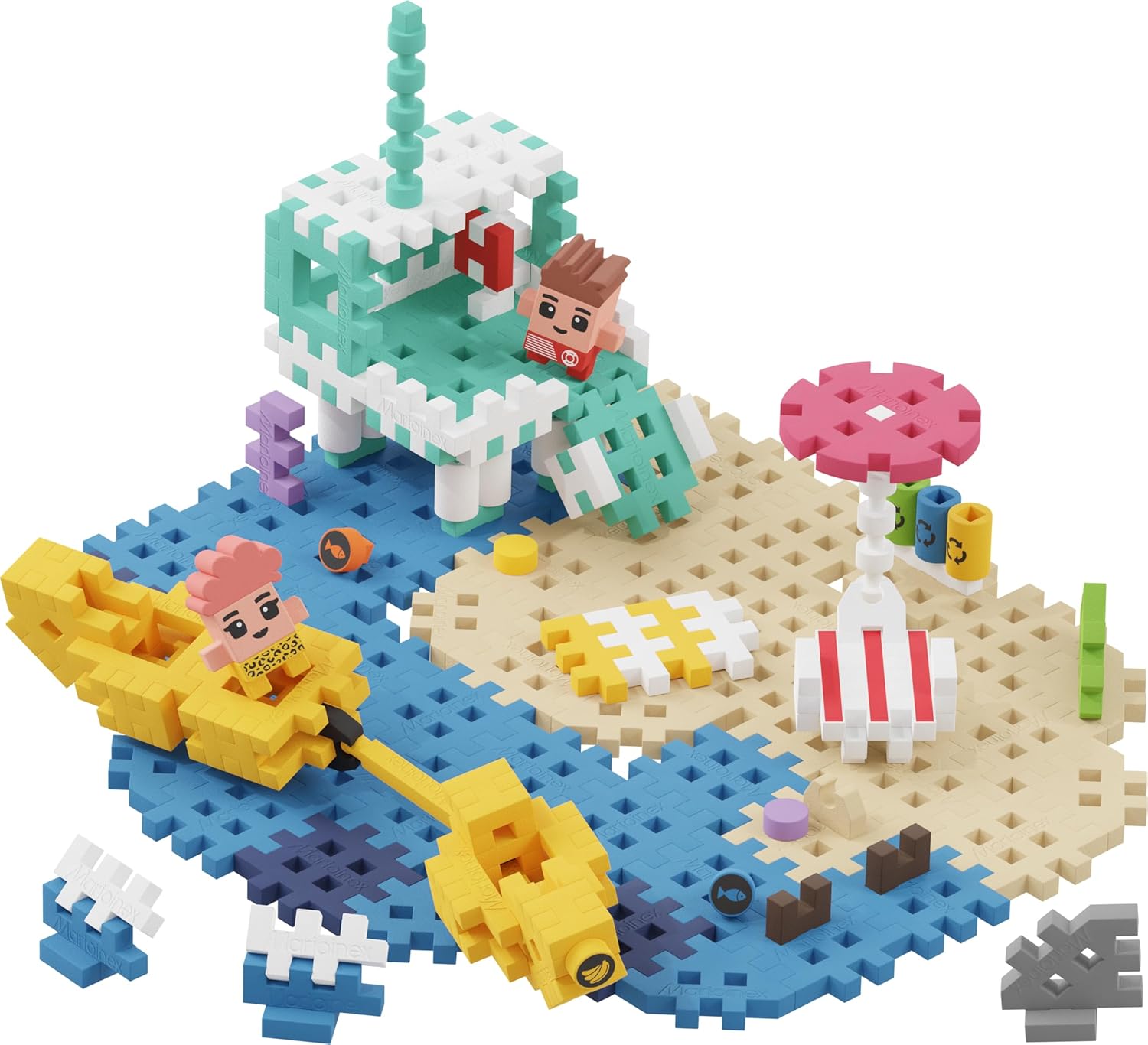 Amazon.com: Marioinex 903155 Mini Waffle City Beach, 148 Pieces, 2 ...