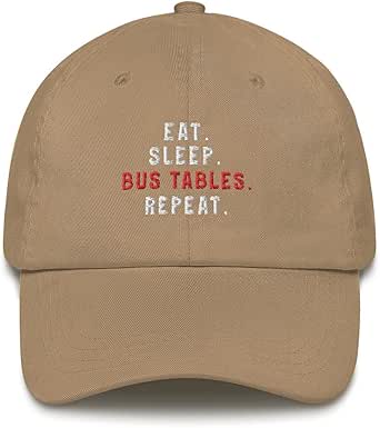 Busboy Busgirl Busser Gift Eat Sleep Bus Tables Repeat (Embroidered Dad ...