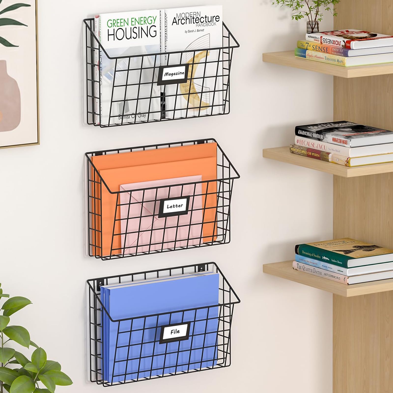 Amazon.com : Hanging Wall File Rack 1Pack Office Hanging Magazine Rack ...