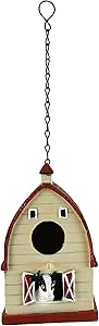 Amazon.com : Gerson Southern Barn with Cow Decorative Hanging Birdhouse ...