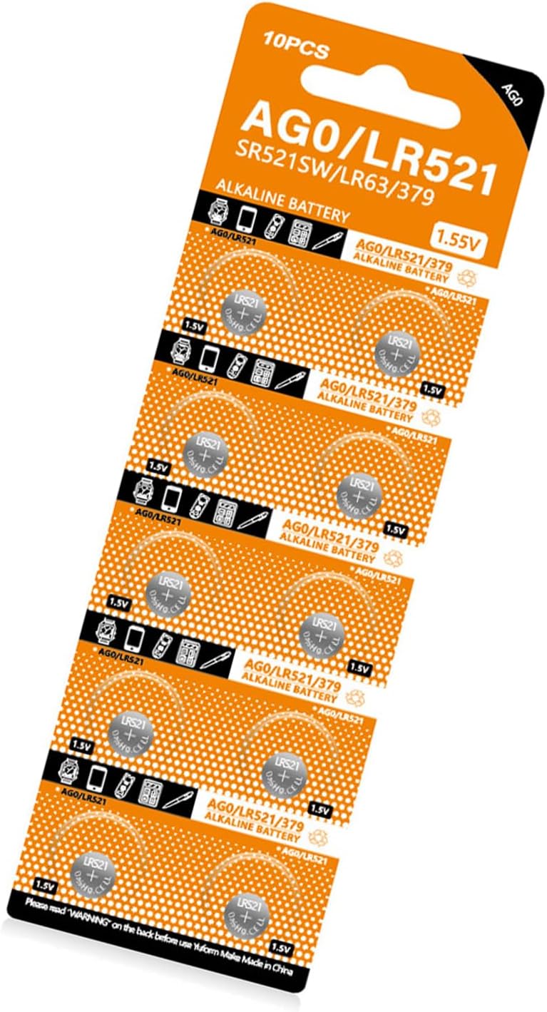 10Pcs 1.55V 32mAh AG0 Alkaline Coin Cell SR521SW LR521 SR521 AG521 ...