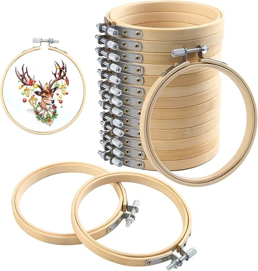 Amazon.com: FEBSNOW 16 Pieces 4 Inch Embroidery Hoops Adjustable ...