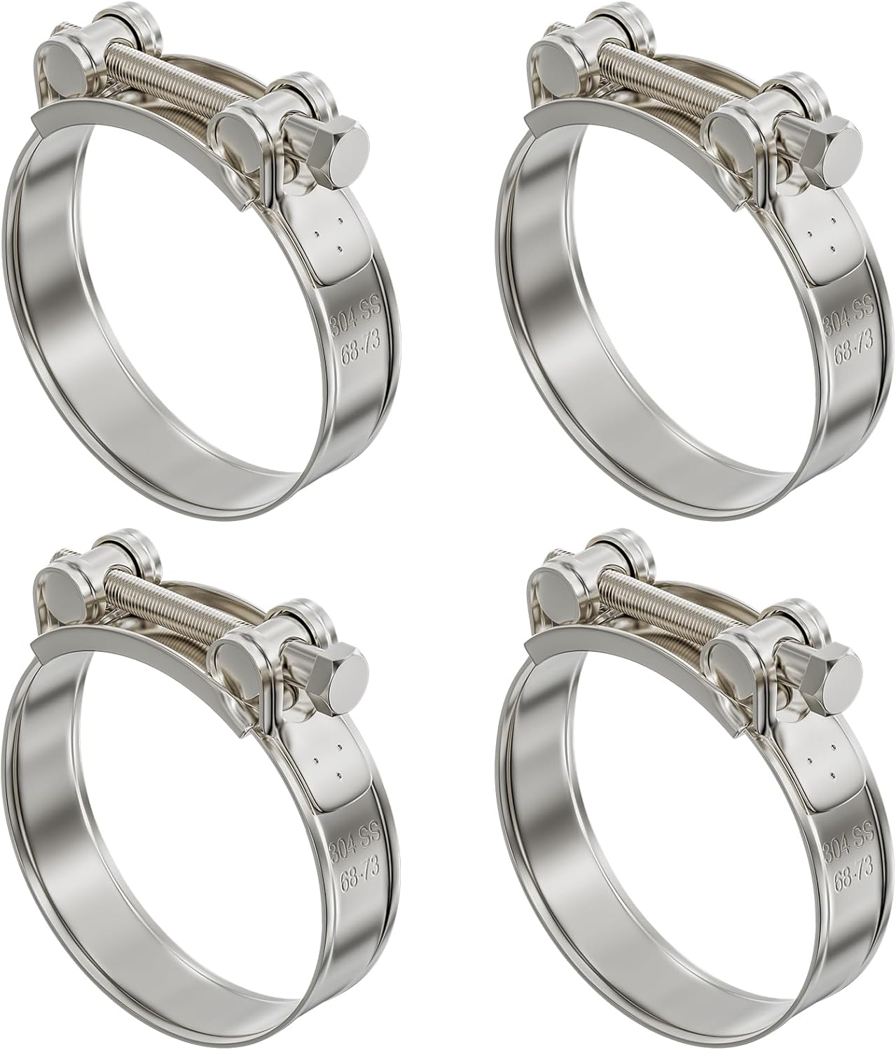 Amazon.com: OURU 4 Pack 68-73mm T Bolt Hose Clamp,304 Stainless Steel ...