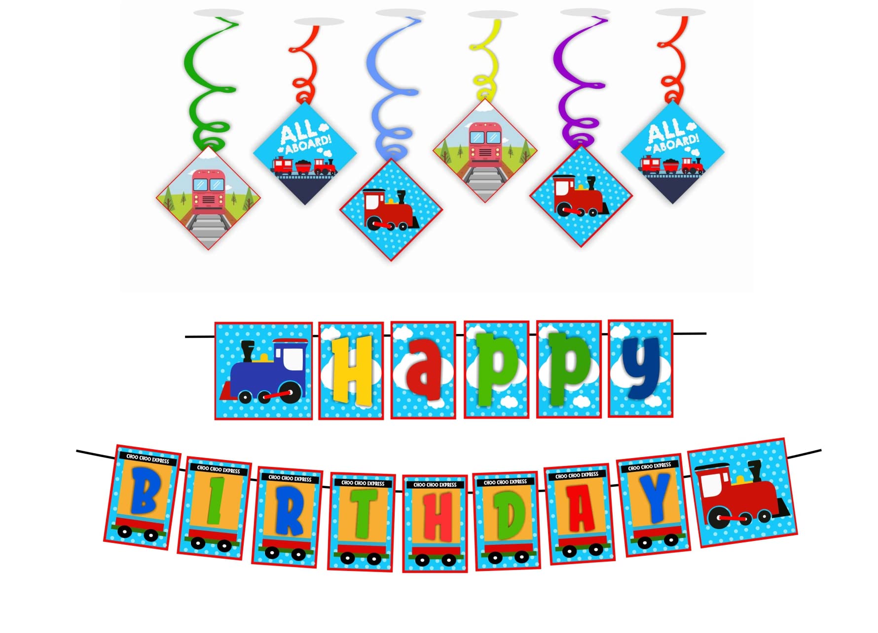 Buy Partyzon Train Theme Props Banner Swirls For Train Theme Birthday ...