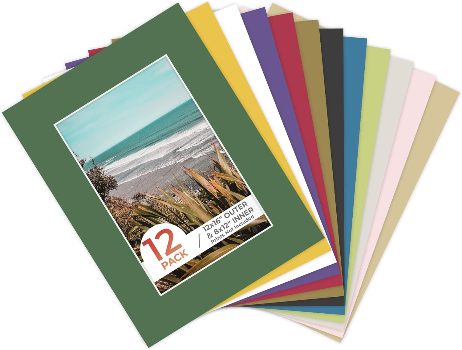 Amazon.com: Frametory, 12X16 Mix Color Pre-Cut Picture Mats for 8X12 ...