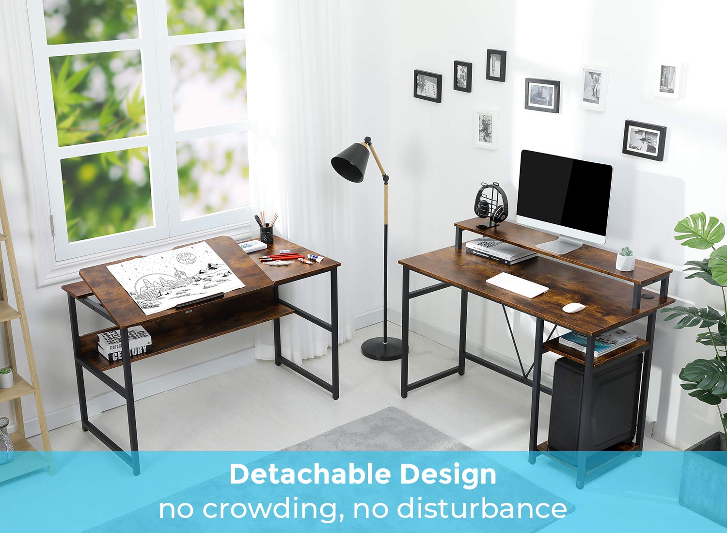 Buy Sedeta L Shaped Desk, 70.9 inches Corner Computer Desk with Monitor ...