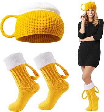 Amazon.com: KUNAL Beer Socks for Men & Women and Cap, Funny Beer Mug ...