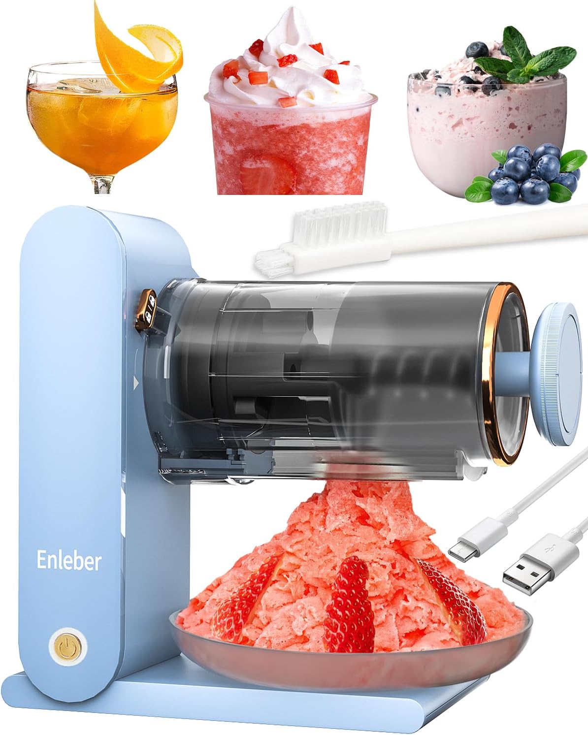 Shaved Ice Machine Electric - Rechargeable Snow Cone Machine with 2 ...
