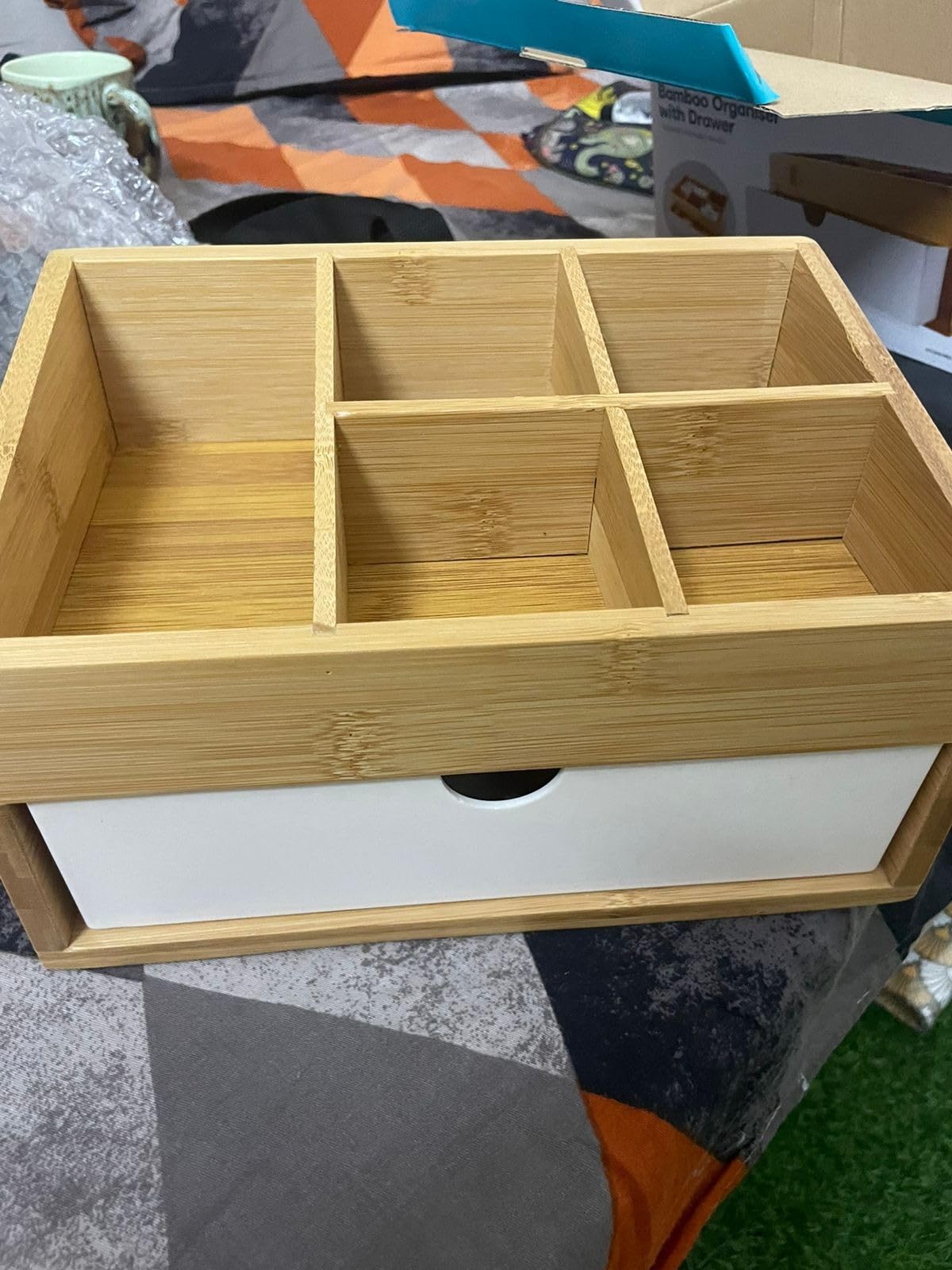 Anko 2-Tiered Bamboo Organizer With 5 Compartments&1 Polyamide Resin ...