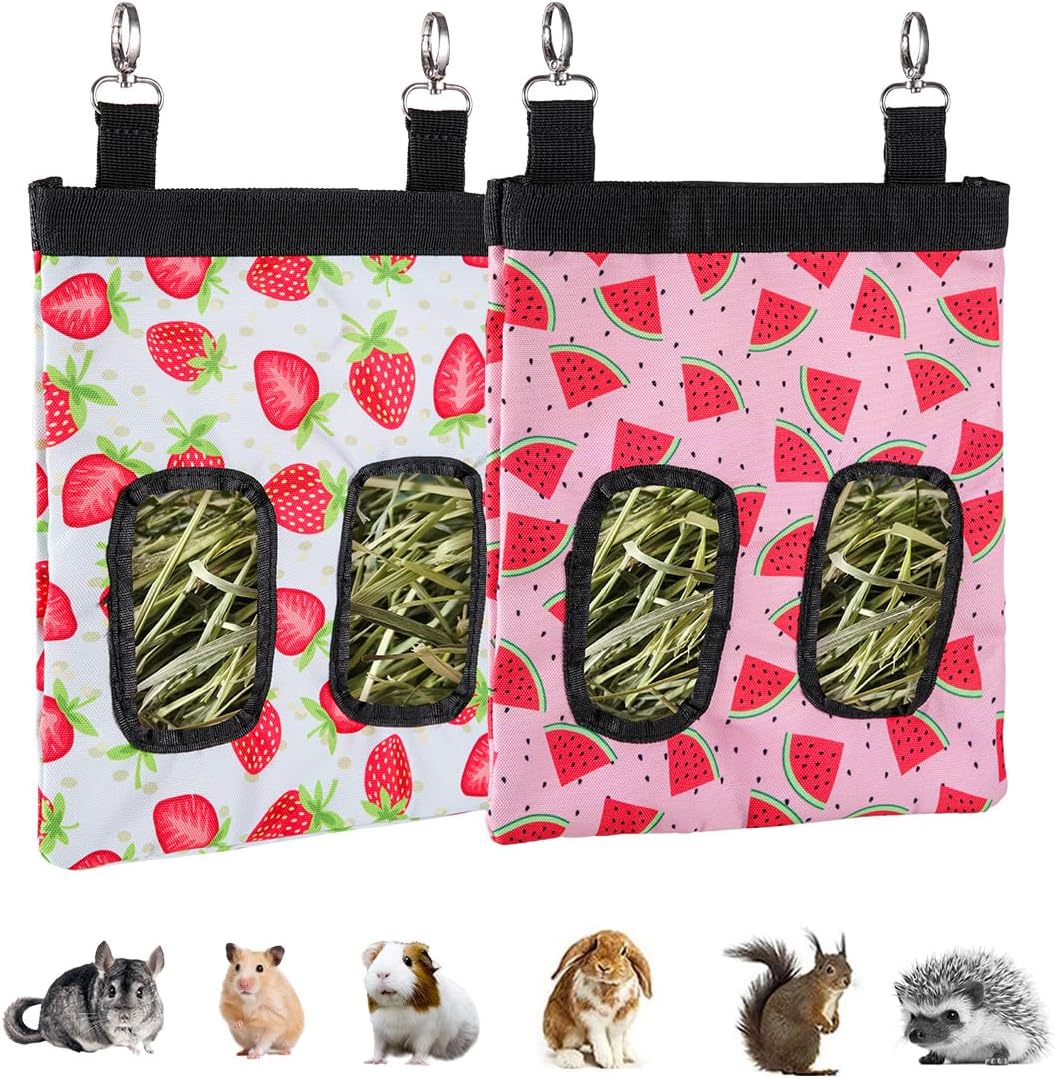 Amazon.com : 2Pcs Rabbit Hay Feeder Bag 11.8 x 9 Inch Oxford,2 Hole ...