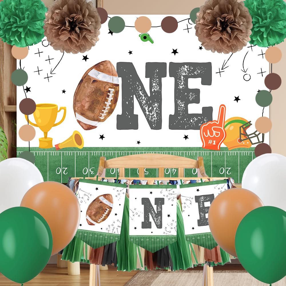 Amazon.com: First Down Football Birthday Party Baby Highchair Banner ...
