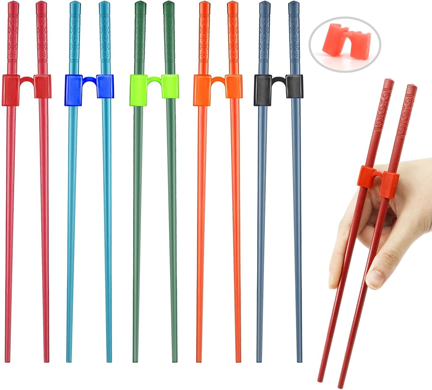 Amazon.com: 5 Pairs Chopsticks and Chop stick Helpers Set, Plastic ...