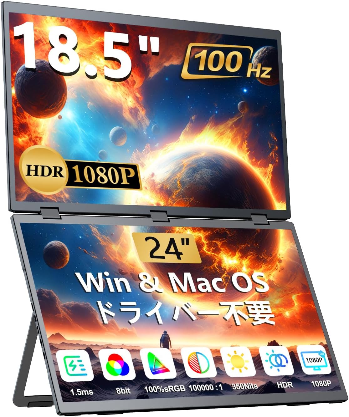 Amazon.co.jp: THANKO 2画面 デュアルディスプレイ デュアルモニター ポータブルモニター モバイルモニター 画面拡張 薄型 上下2画面拡張ポータブルモニター ...