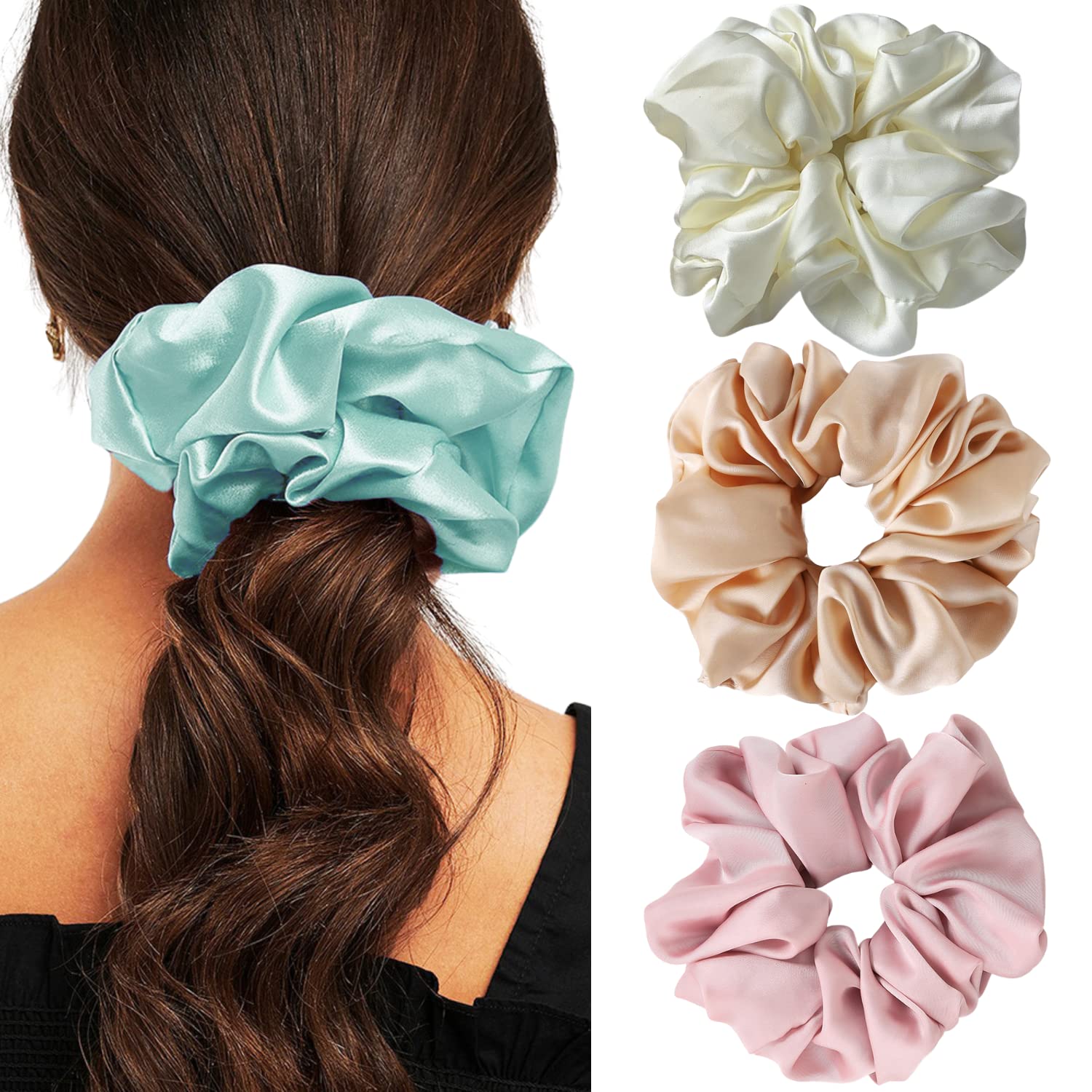 Amazon.com : Large Satin Scrunchies Oversized Scrunchies Jumbo ...