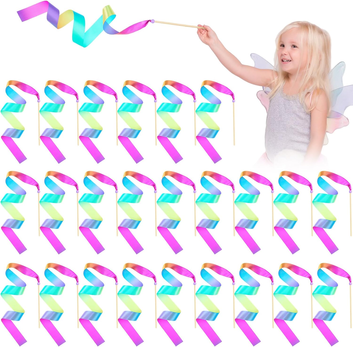 Amazon.com: Halloscume 12 Pcs Mini Dance Ribbons for Kids Streamer Wand ...