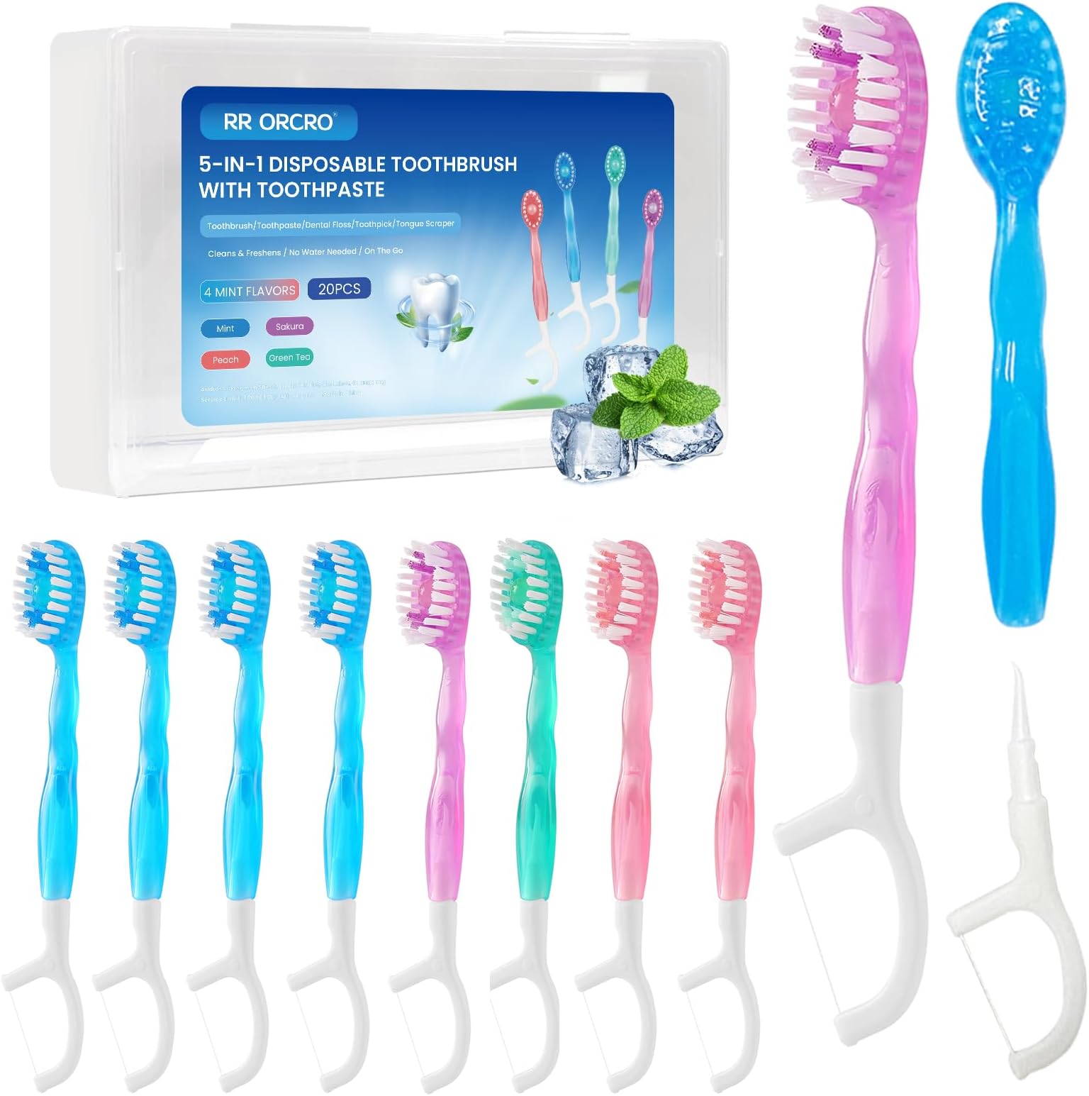 Amazon.com : Freshee 5 in 1 Disposable Mini Toothbrush with Toothpaste ...