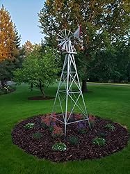 Amazon.com: 10 Ft Premium Aluminum Decorative Garden Windmill- Red ...