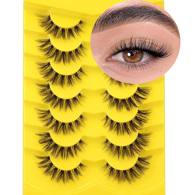 Amazon.com: Lashes Natural Look False Eyelashes Clear Band Wispy Faux ...