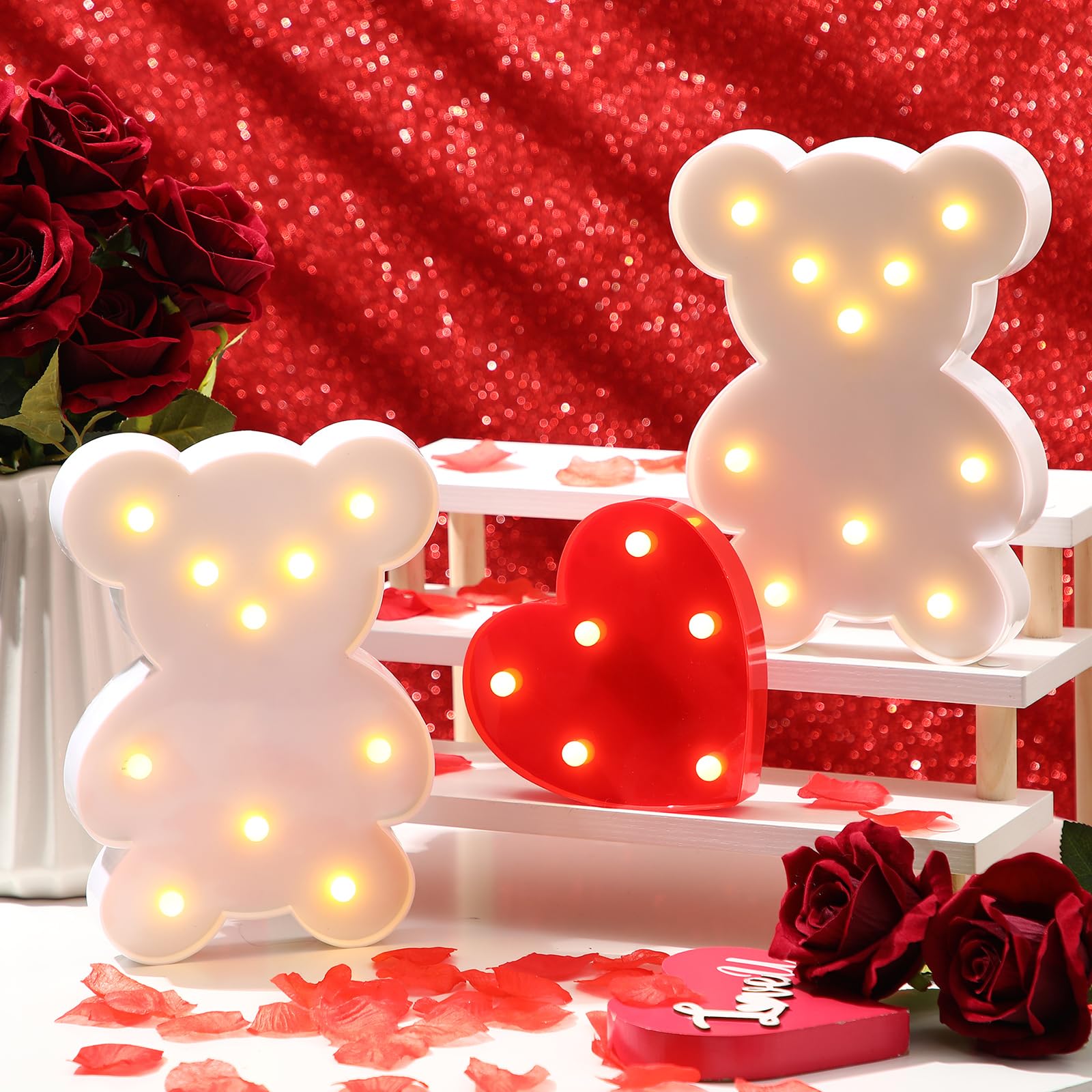 Amazon.com: VIHOSE 3 Pcs Valentine's Day LED Marquee Lights Plastic ...