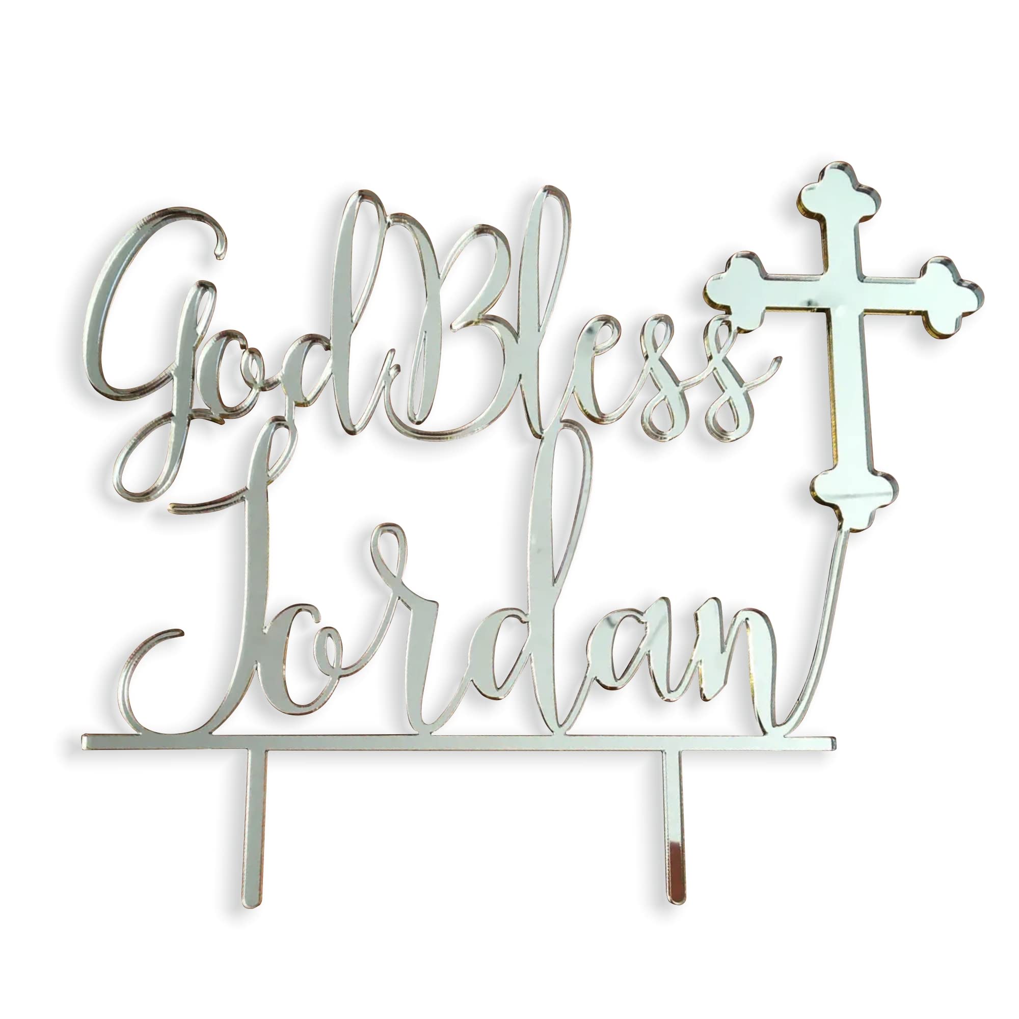 Personalized God Bless Cake Topper With Cross Name Baby Baptism ...
