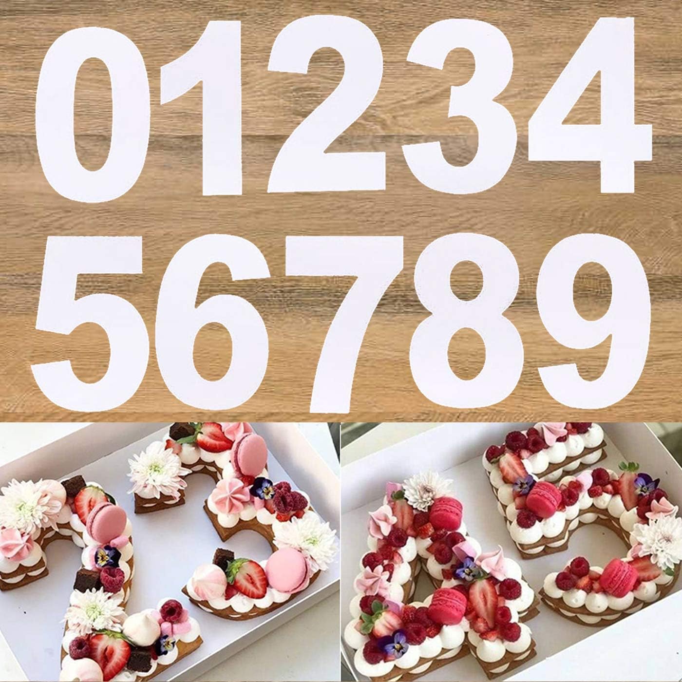 Amazon.com: 12 Inch Large Size Number Cake Stencils, 9 Pcs 0-8 Number ...