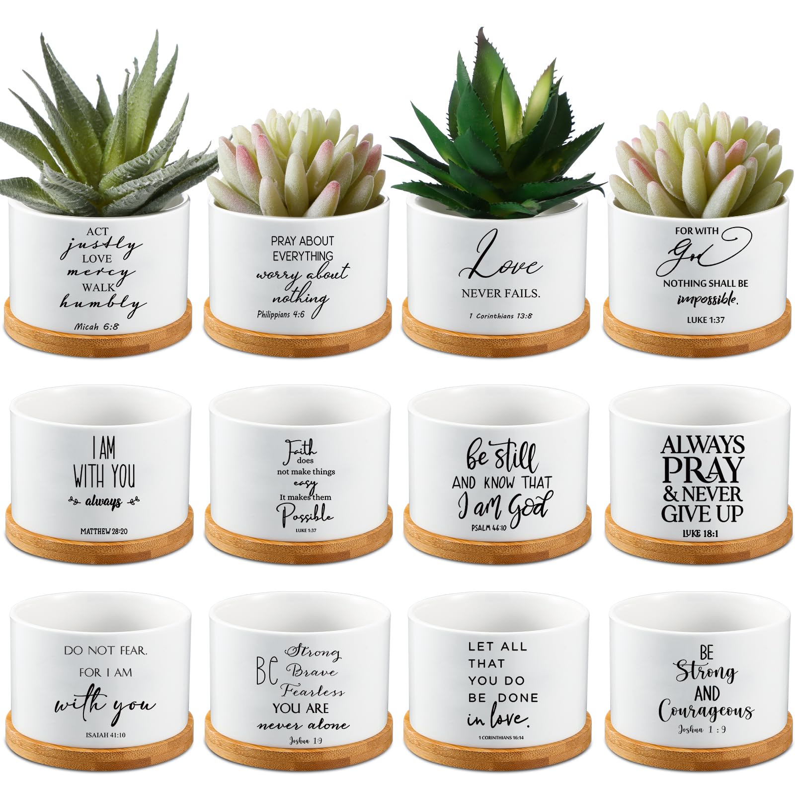 Amazon.com: 12 Pcs White Bible Verse Succulent Pots with Drainage 3.15 ...
