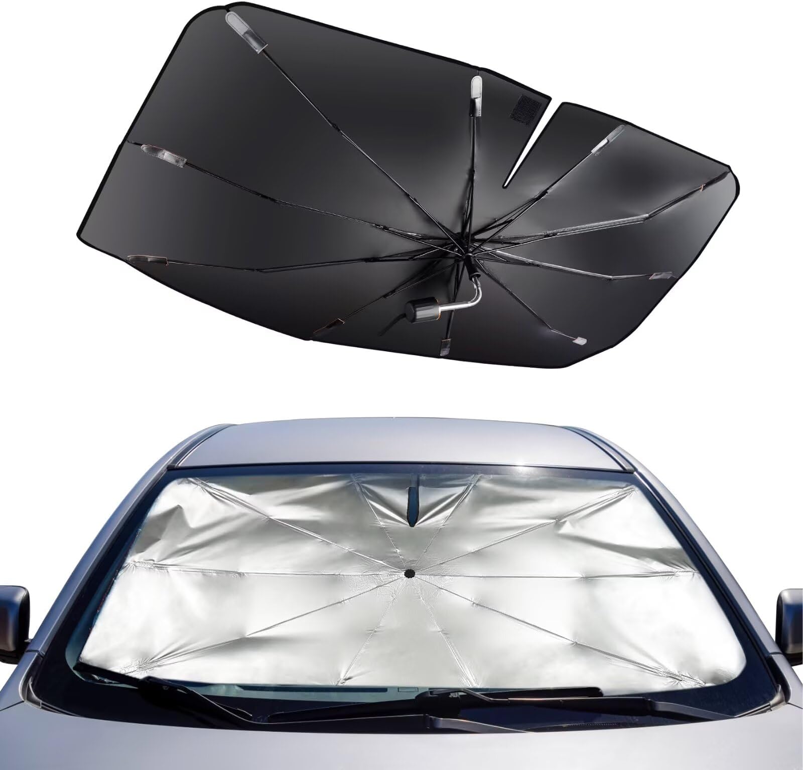 Parasole Auto Parabrezza Interno, CompraFun Ombrello Parasole per Auto ...