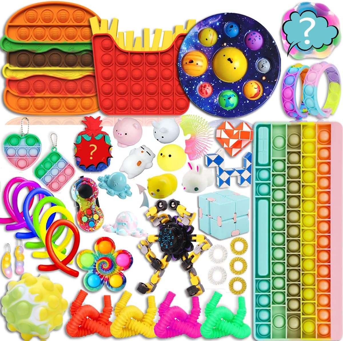 Amazon.com: 46Pcs Fidget Packs Anti-Anxiety Tools, Push Pop Sensory ...