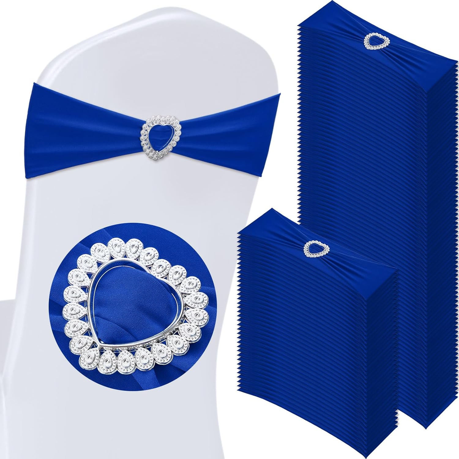 Amazon.com: VitalCozy 100 Pcs Spandex Chair Sashes with Heart Shaped ...