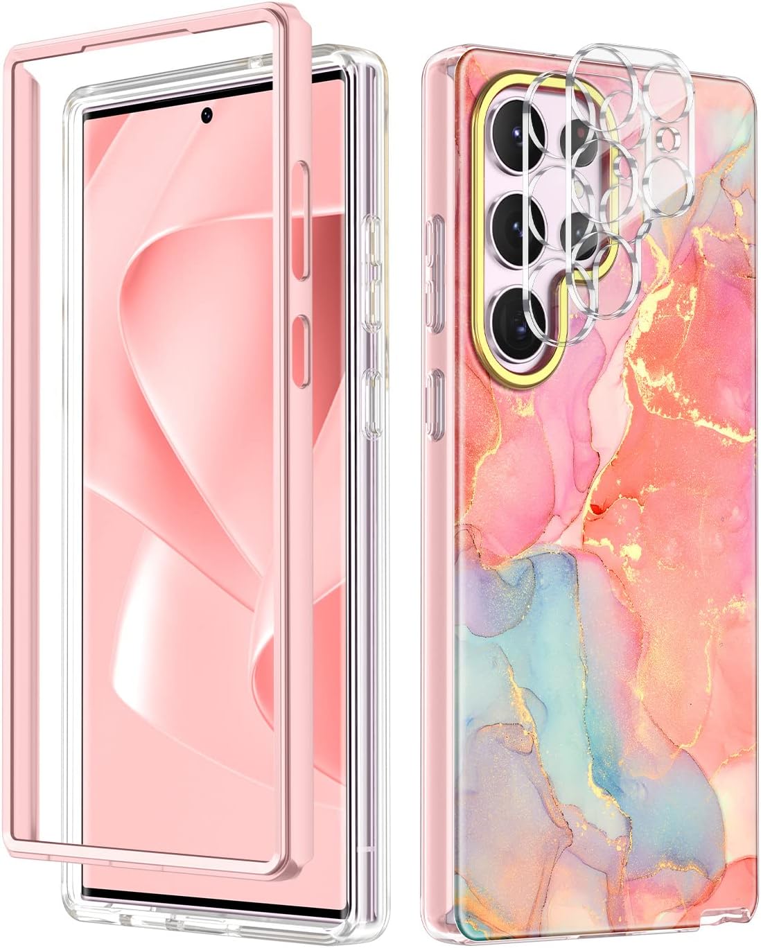 Amazon.com: Rancase Compatible with Galaxy S23 Ultra 5G Case,with 2 Camera Lens Protector,Marble ...