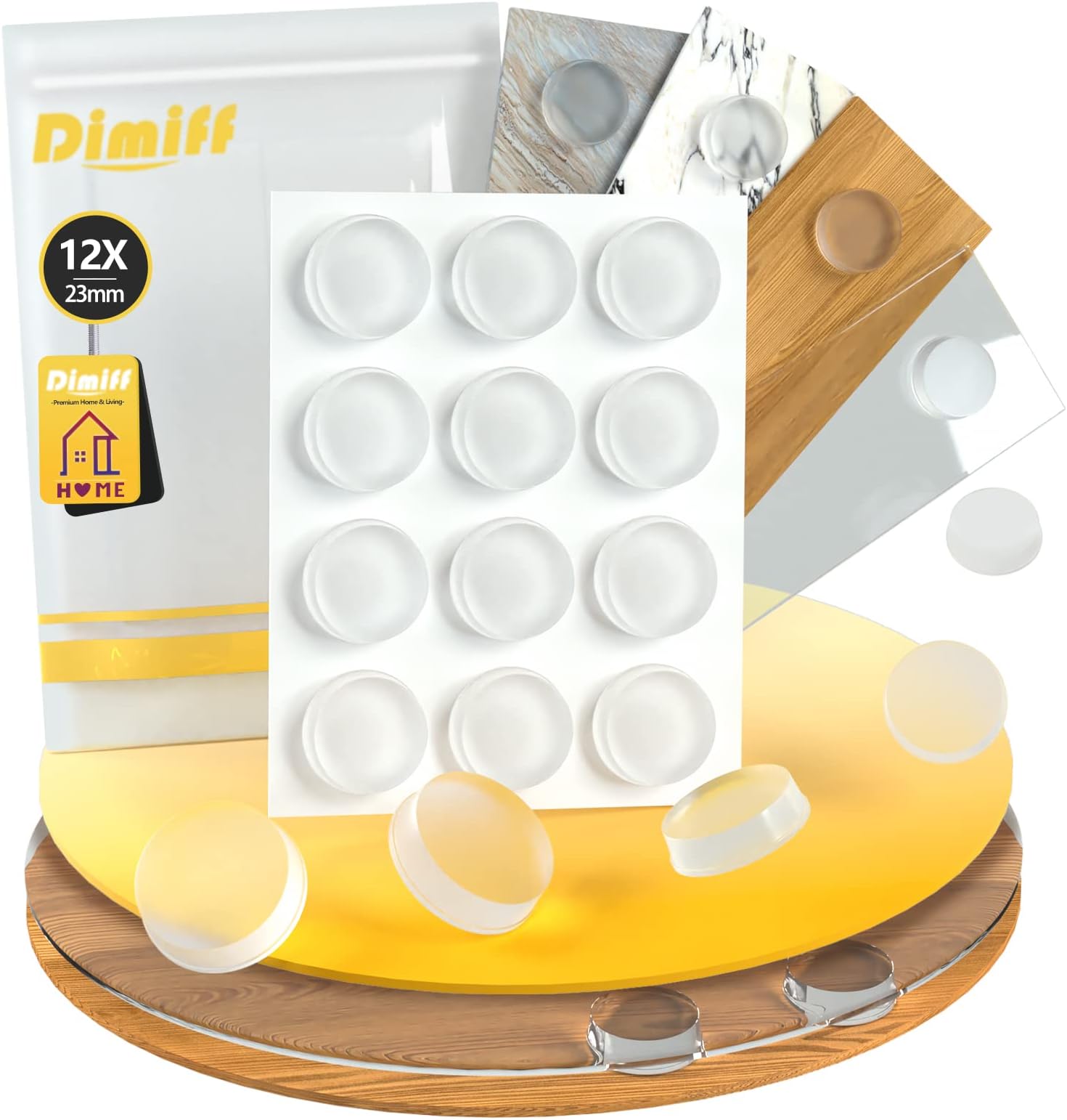 WEIDEBACH® 12x butée de porte adhésive transparentes, 20 x 5 mm, tampon ...