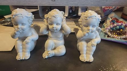 Amazon.com: realideas Set of 3 Baby Angel Figurines Hear No Evil, See ...