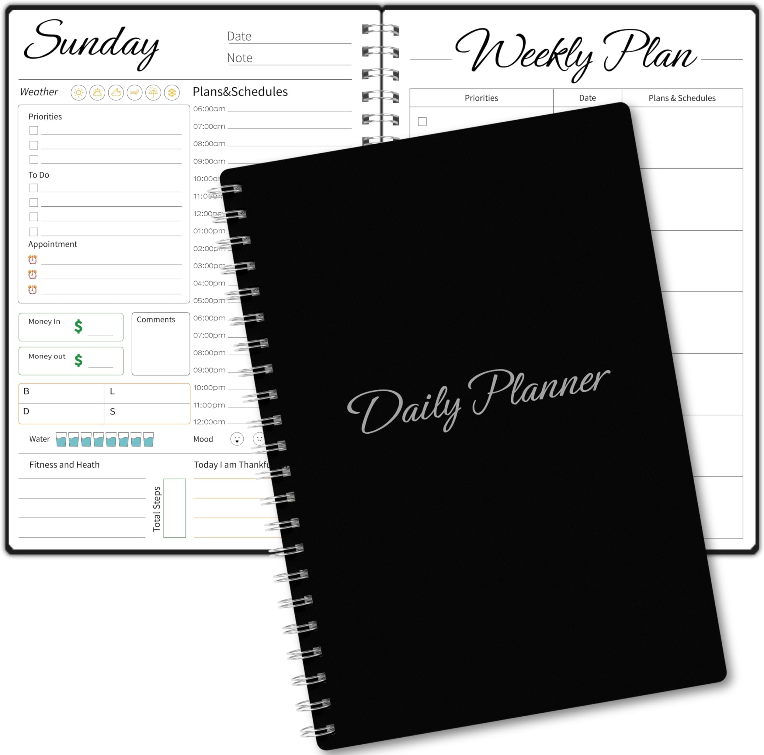 Amazon.com : Daily & Weekly Planner with Hourly Schedules, Undated To ...