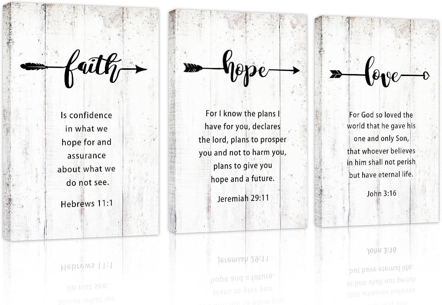 Amazon.com: Faith Hope Love Wall Decor: Bible Verse Poster, 3 Panel ...