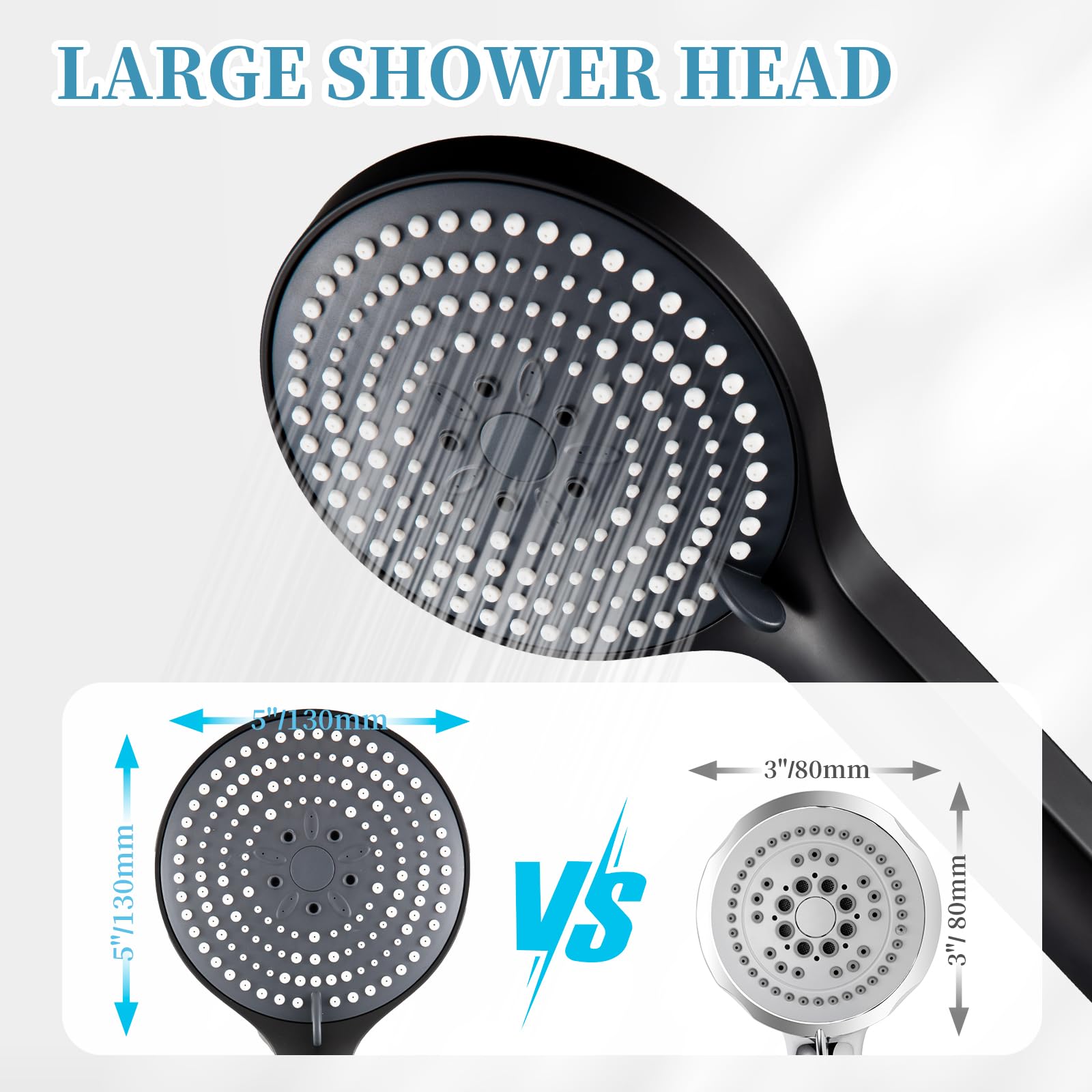 Snapklik.com : Matte Black Handheld Shower Head, 6-Mode High Pressure ...