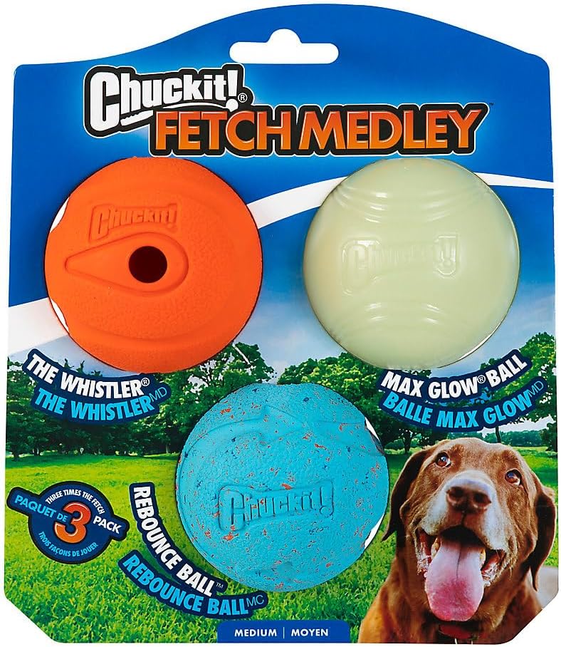 Amazon.com : Dog Fetch Ball Medley, Medium, 3 Pack, Ultra, Rugged Balls ...