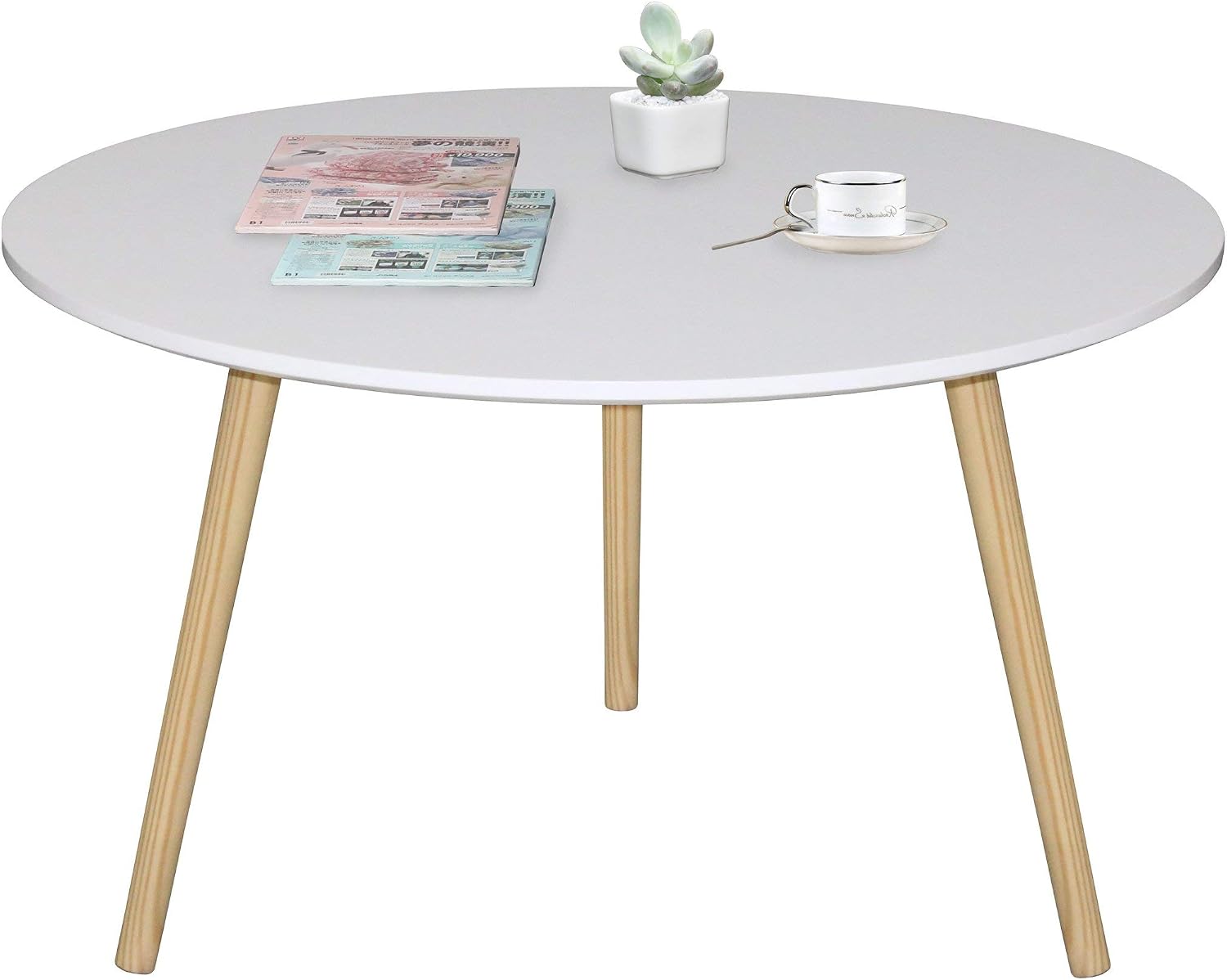 ASPECT Avignon Round Coffee Table, Wood White, 80 x 80 x 45 cm : Amazon ...