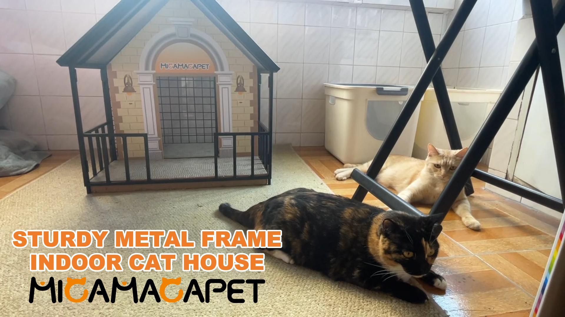 Watch MICAMACAPET Indoor Cat House Metal Frame Cat Cage with Cat ...