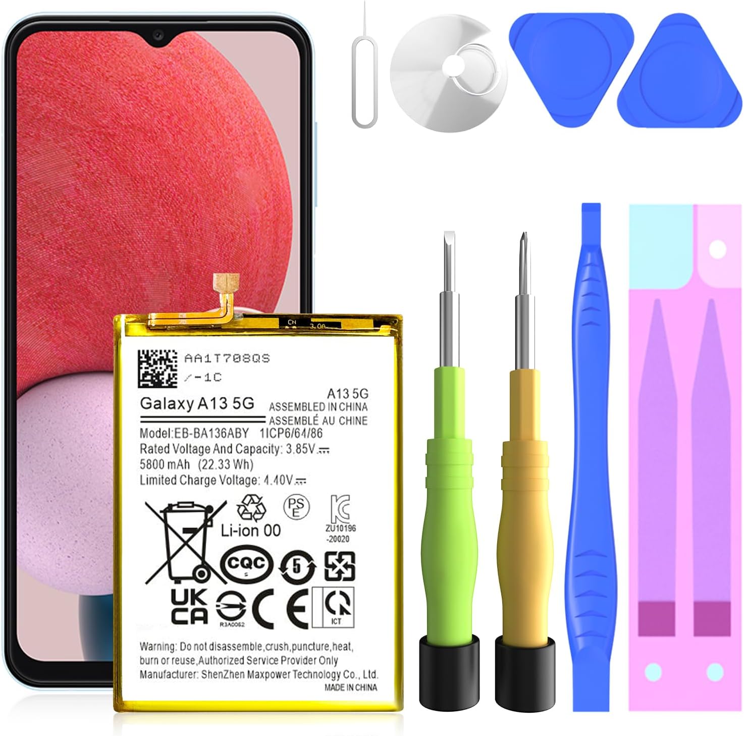 Amazon.com: MAXBEAR Galaxy A32 Battery, (Upgraded) 5500mAh 3.85V Li ...