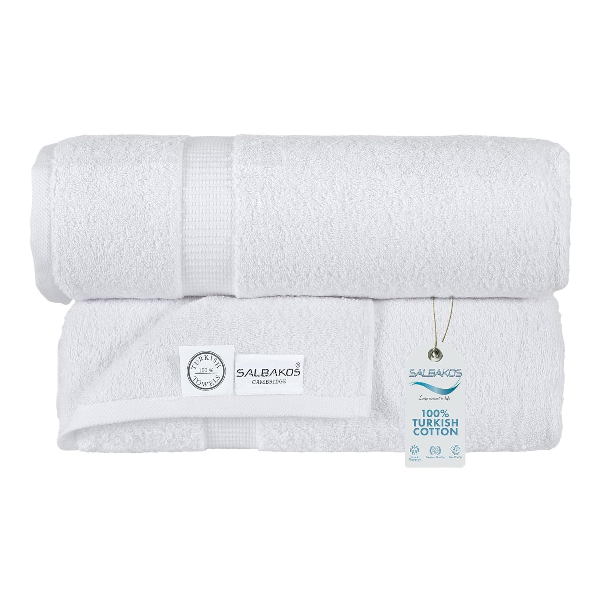 SALBAKOS - Premium Jumbo Bath Sheet 2 Pack, 100% Turkish Cotton ...