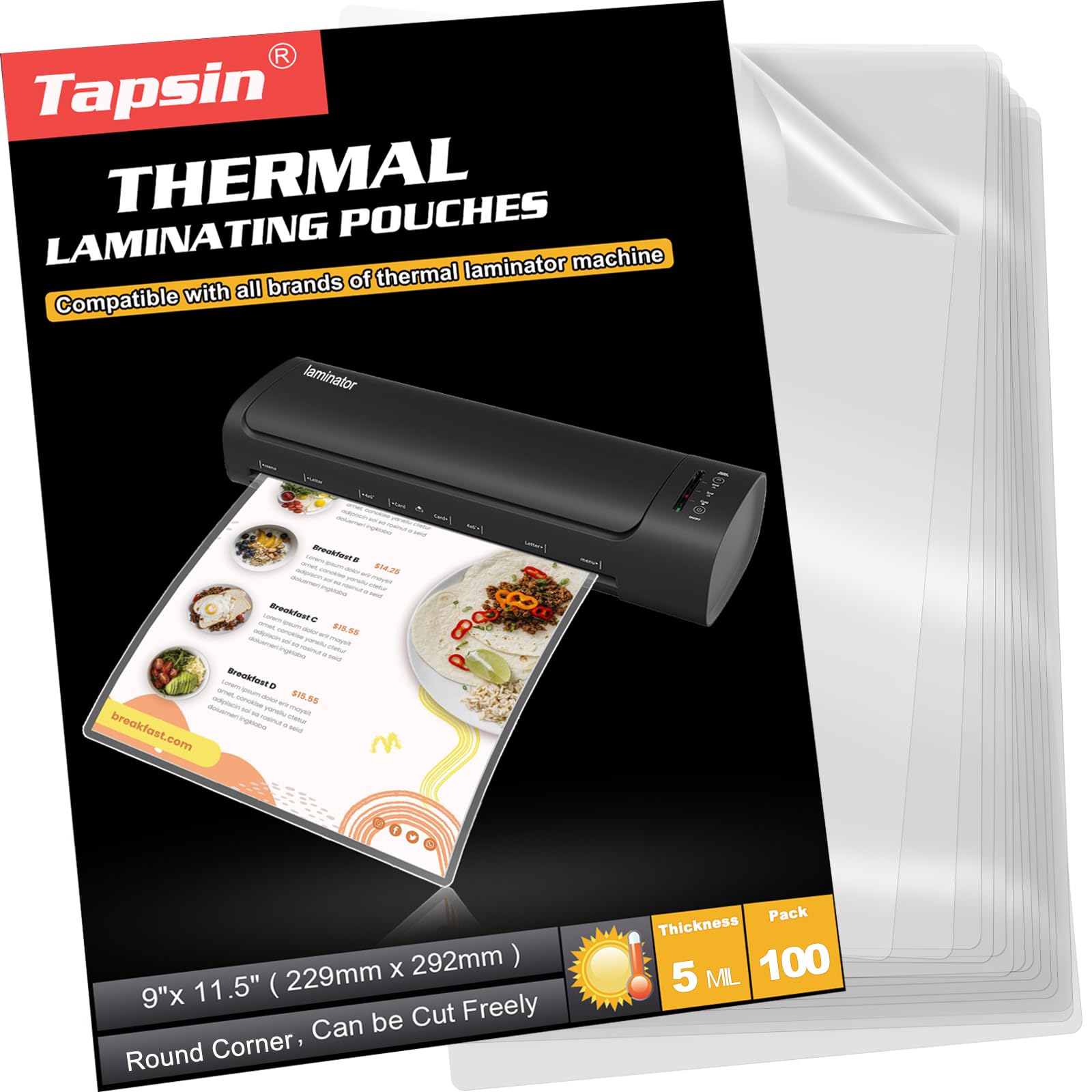 Amazon.com : Laminating Sheets 9 x 11.5, 5 Mil Laminating Pouches 100 ...
