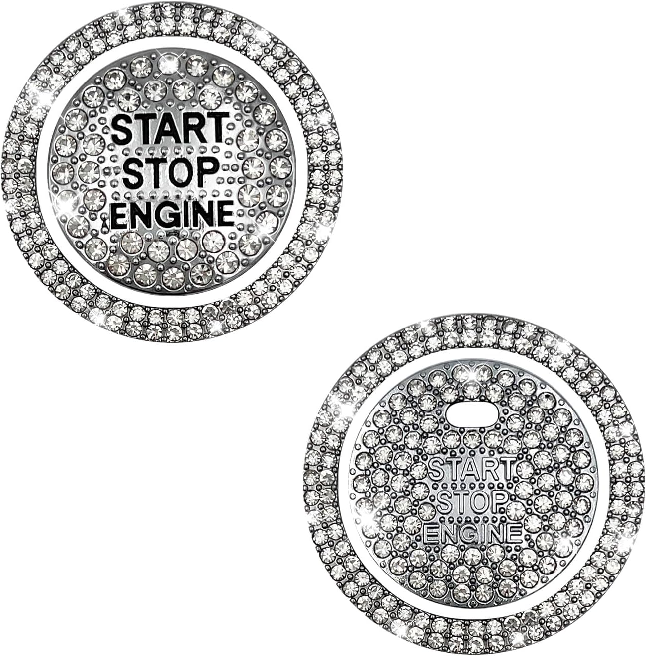 Amazon.com: Sylvil 2PCS Bling Car Push Start Button Sticker, Sparkling ...