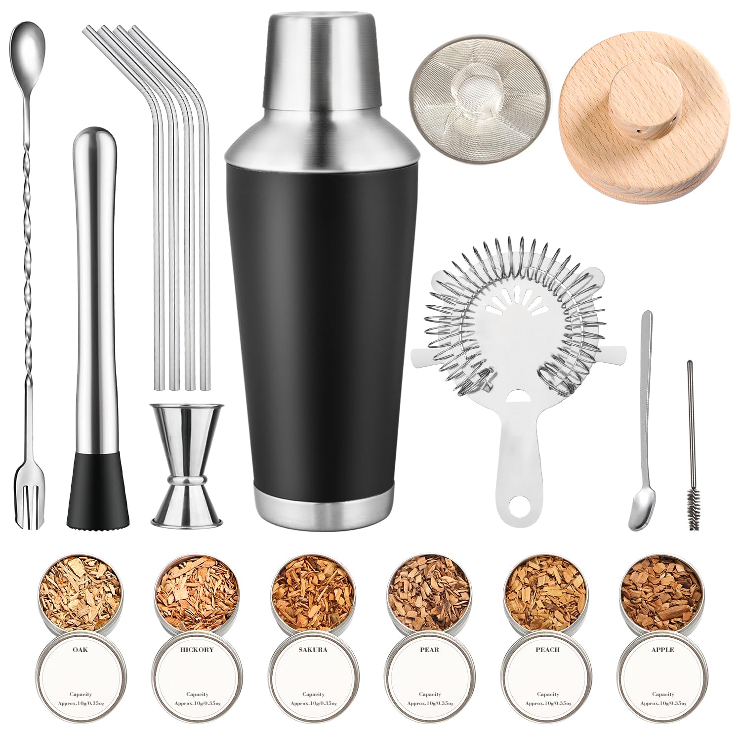 Amazon.com: 20Pcs Bartender Kit with Whiskey Smoker, Stainless Steel ...