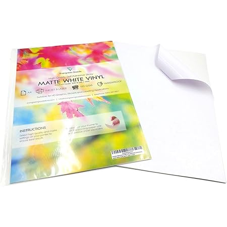10 Sheets Premium Waterproof A4 Vinyl (PVC) Matte White Self Adhesive ...