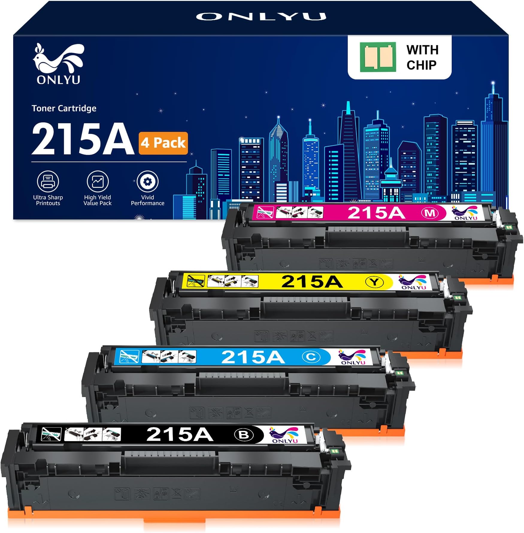 Amazon.com: SANUNE 215A Toner Carteidges 4 Pack with Chip Replacement ...