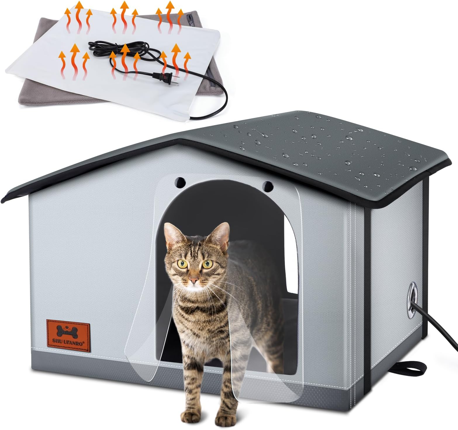 Amazon.com : SHU UFANRO Insulated Heated Cat House Indoor/Outdoor ...
