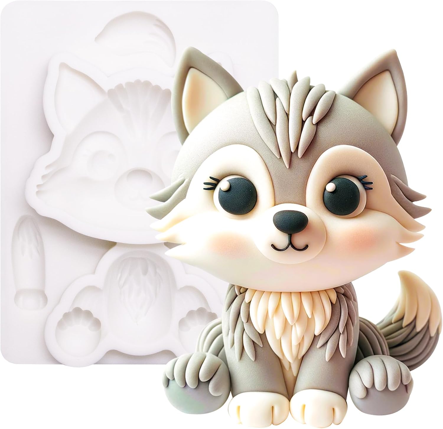 Amazon.com: Fondant Molds Wolf Woodland Animal Cake Topper 3.5 Inches ...