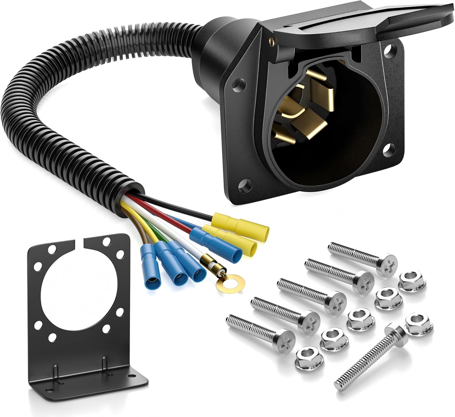 Amazon.com: XoiesLAuto 7Way RV Trailer Light Connector Socket-7 Pin ...