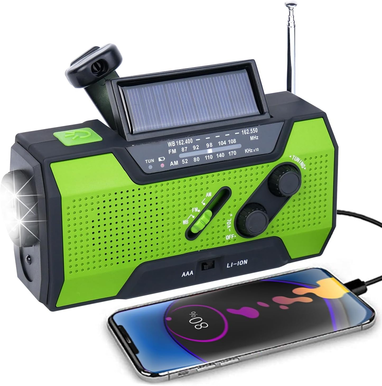 iRonsnow 2000mAh Wind Up Radio, Emergency Hand Crank Weather Radio ...